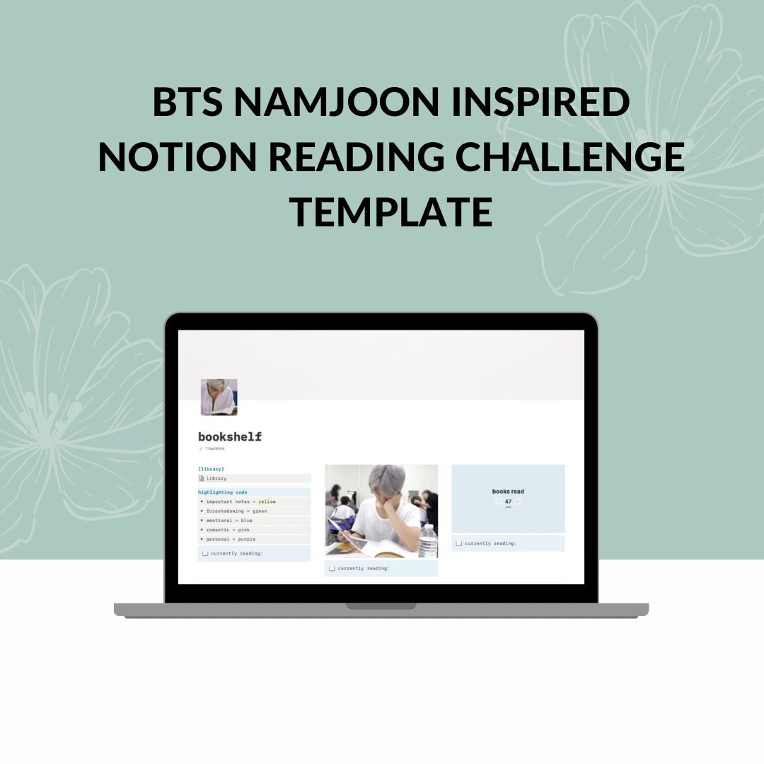 BTS Namjoon Notion Dashboard Template Notion Book Tracker Notion ...