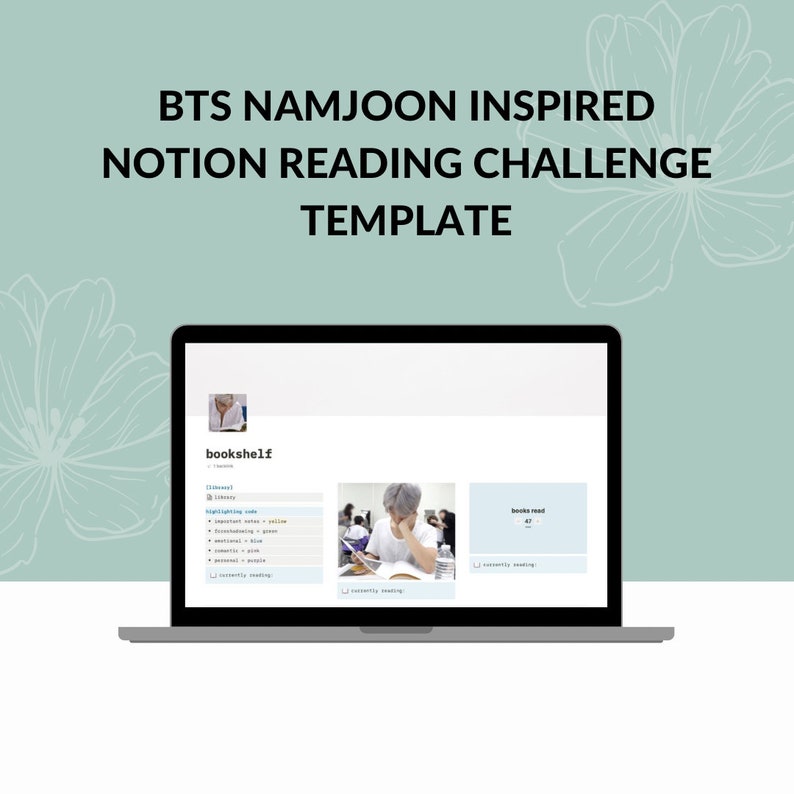 BTS Namjoon Notion Dashboard Template Notion Book Tracker Notion ...