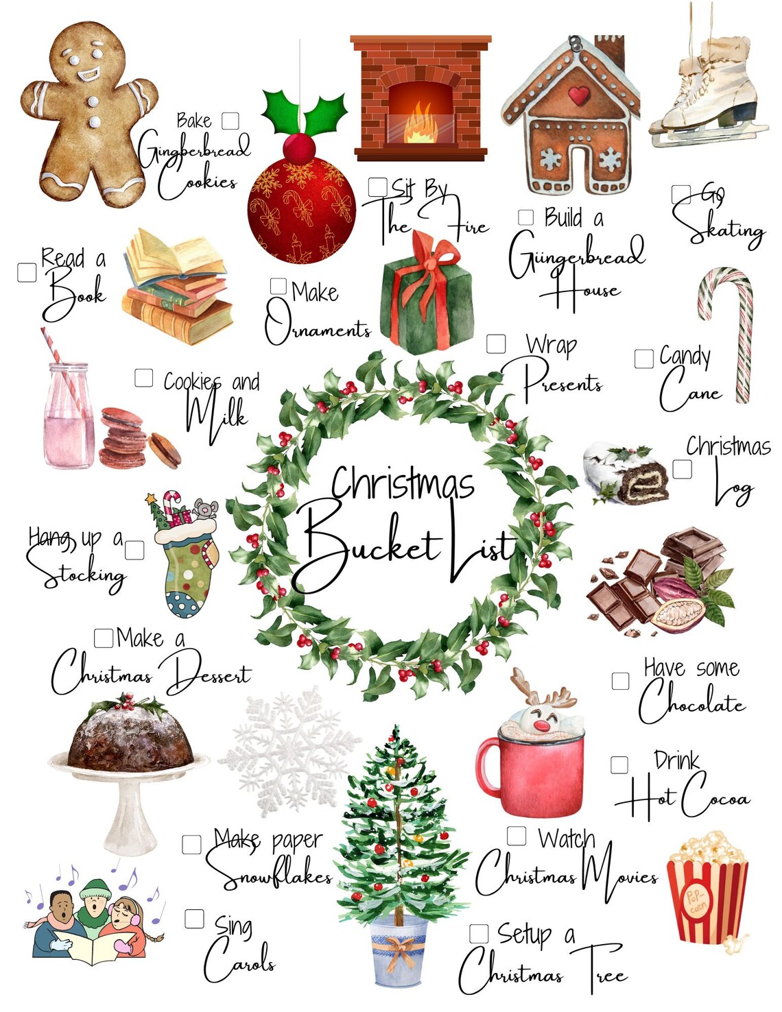 Christmas Bucket List- Png, Jpg - Etsy
