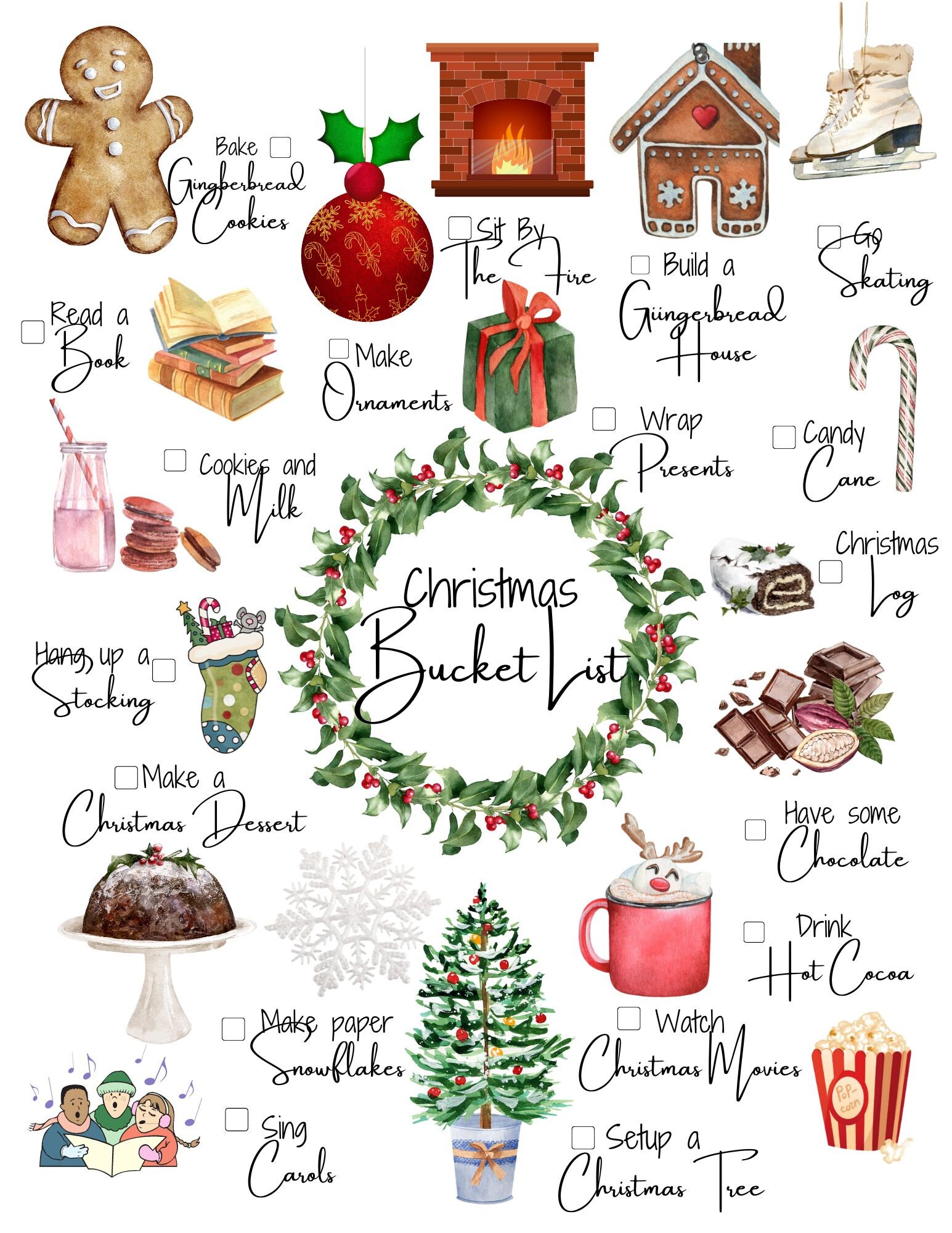 Christmas Bucket List Png, Jpg - Etsy UK