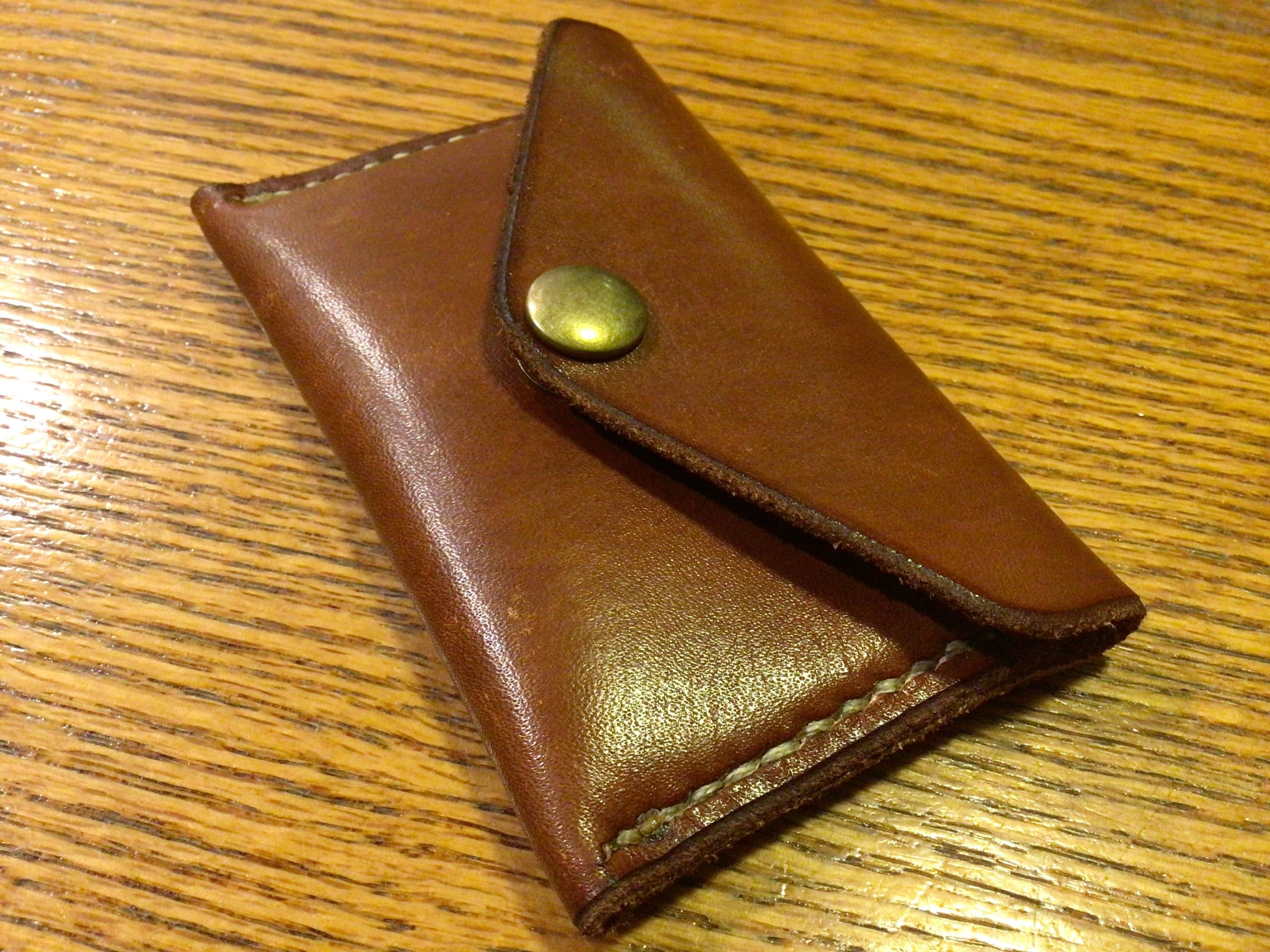 Handmade Leather Card Wallet, Slim Button Card Wallet, Minimalistic ...
