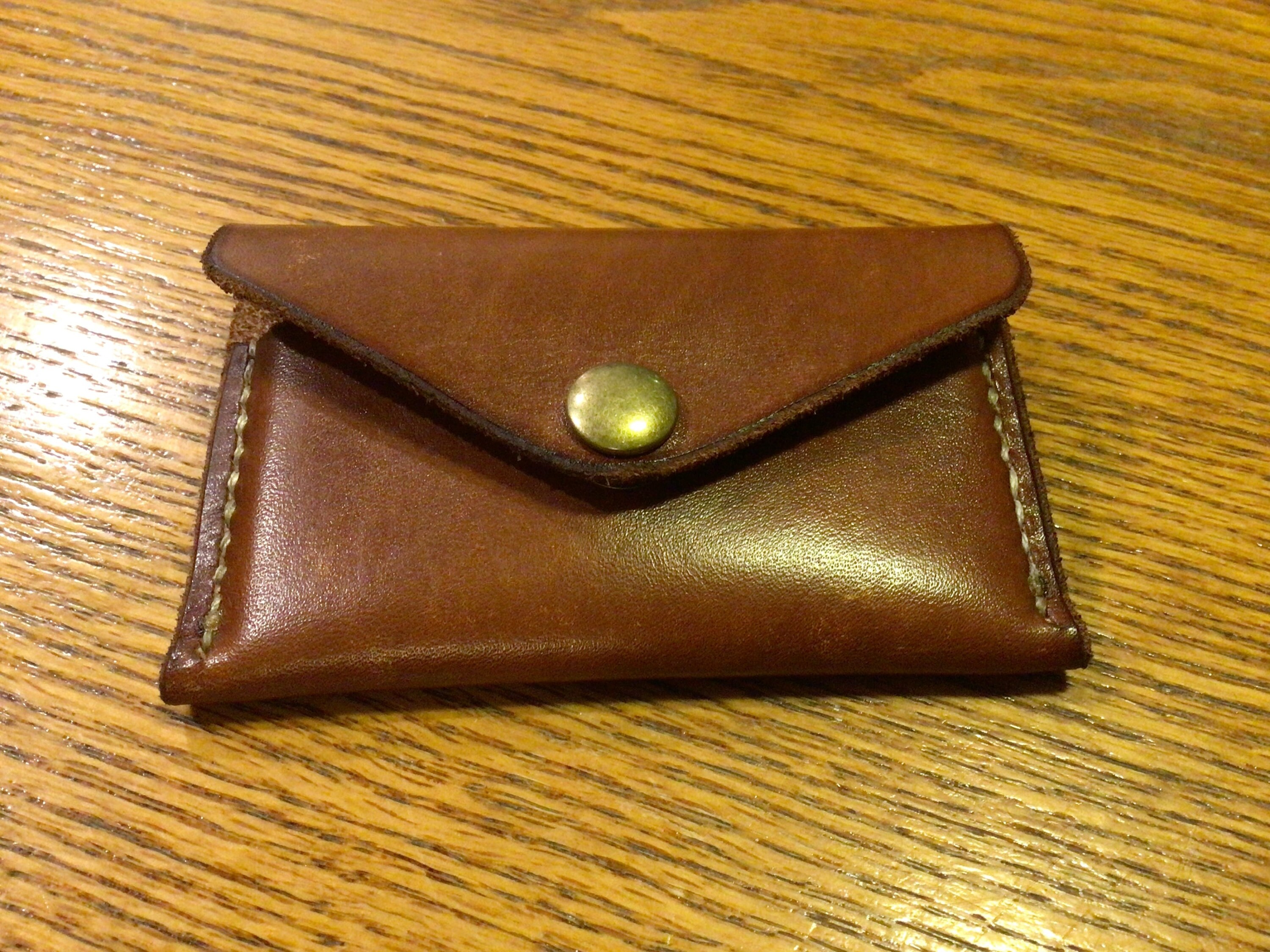 Handmade Leather Card Wallet, Slim Button Card Wallet, Minimalistic ...