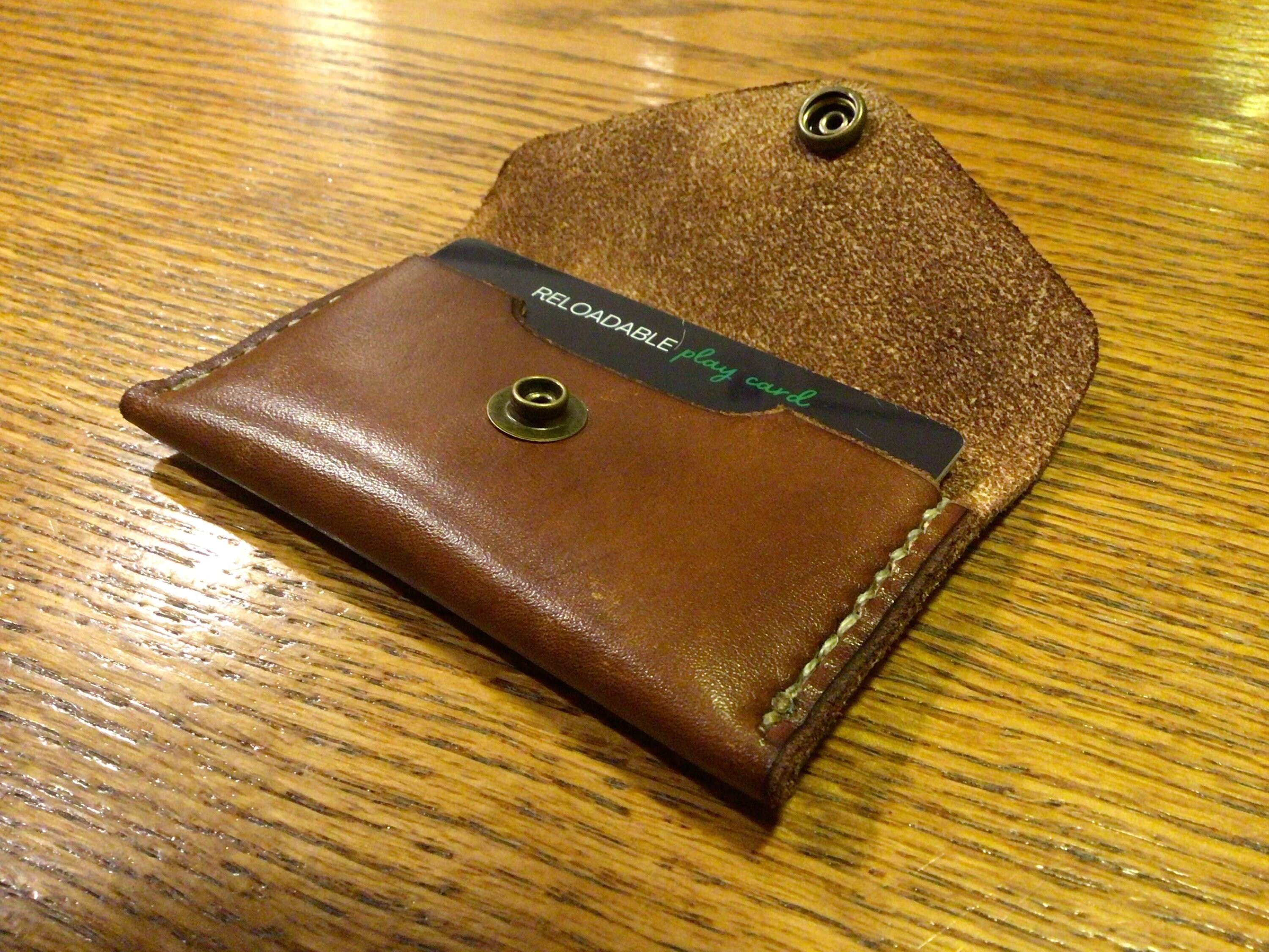 Handmade Leather Card Wallet, Slim Button Card Wallet, Minimalistic ...