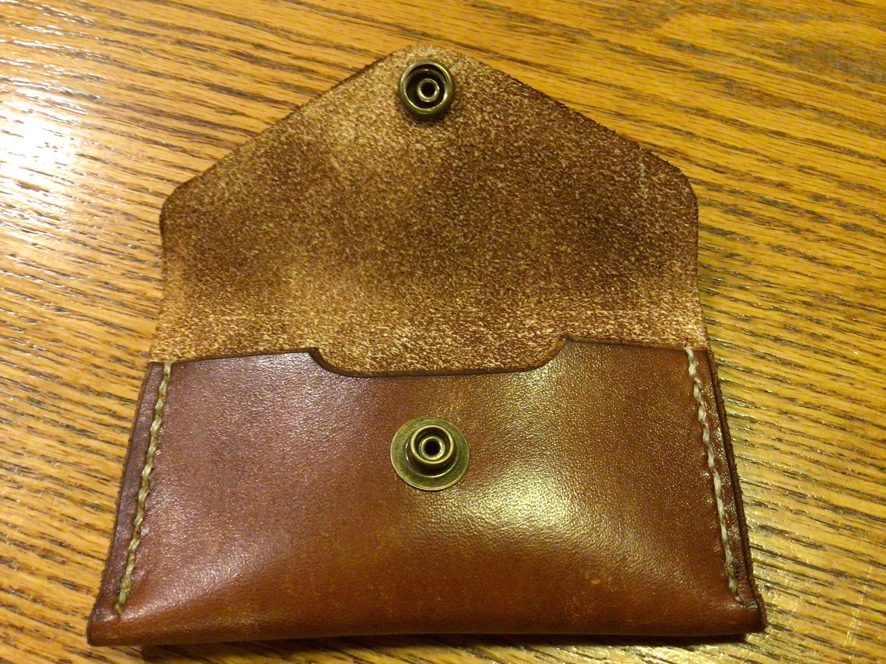 Handmade Leather Card Wallet, Slim Button Card Wallet, Minimalistic ...