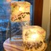 Pair of Decoupaged Glass Block Table Lamps, Bedside Lamps, Nightlights ...