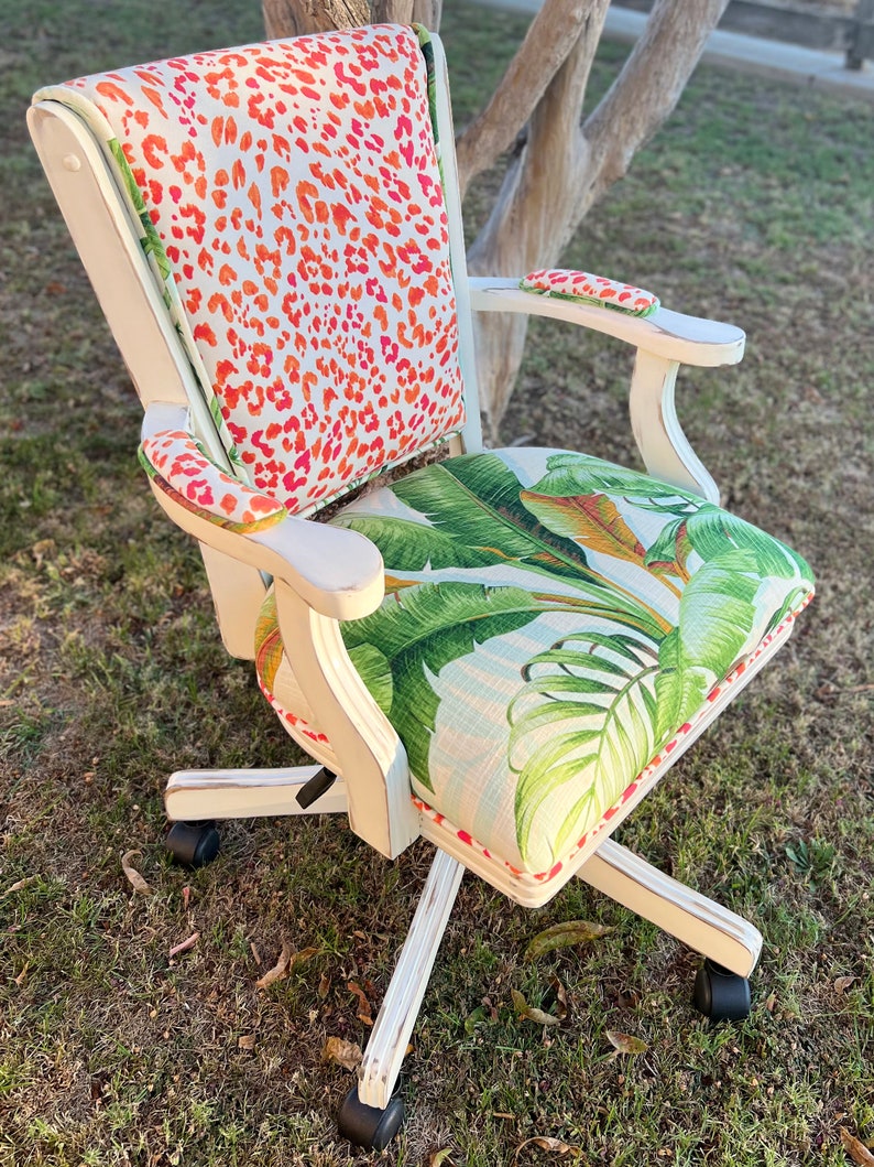 CUSTOMIZE YOUR CHAIR Vintage Wood Rolling Desk Chair W/arms, Swivels ...