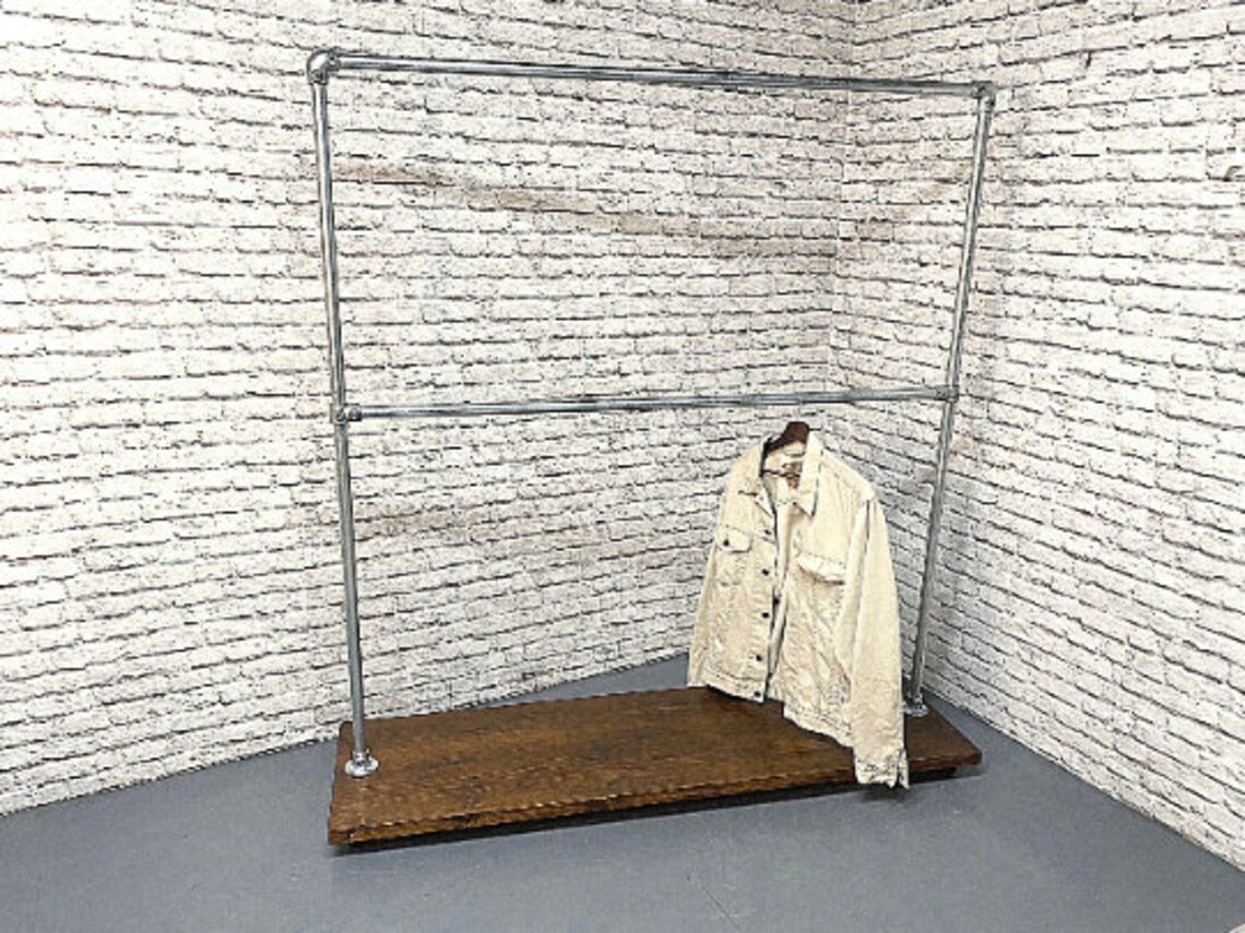 Industrial Clothes Rail Reclaimed Scaffold Board Modern Rustic LEONIE ...
