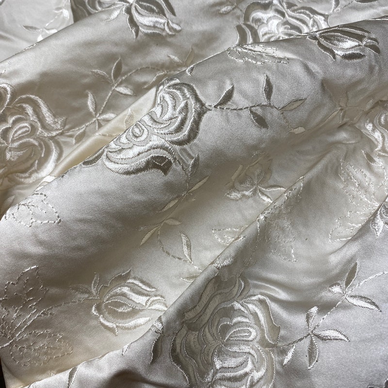 Embroidered Silk Fabric - Etsy