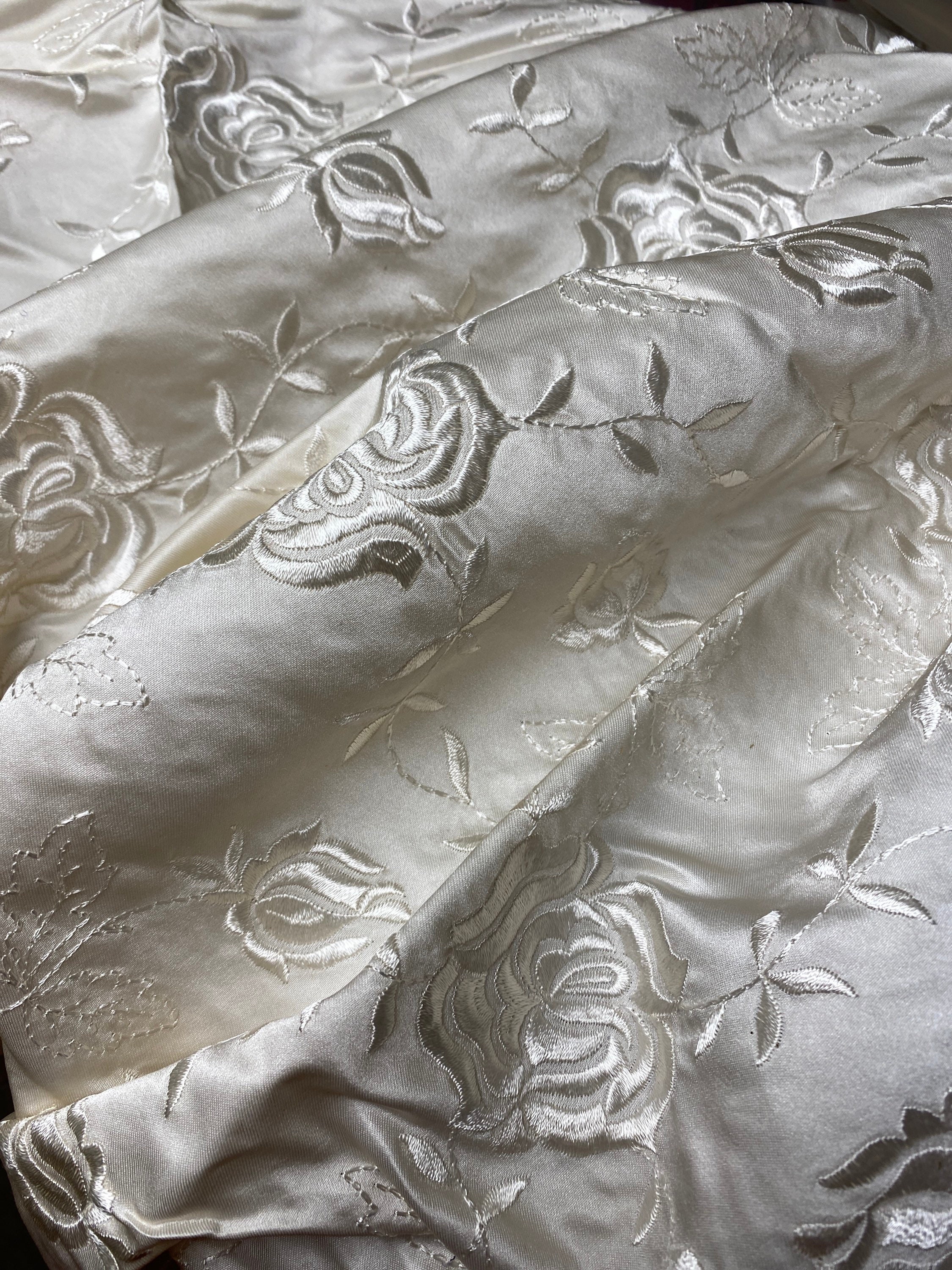 Pure Silk Embroidered Duchess Satin/ Bridal Satin - Etsy