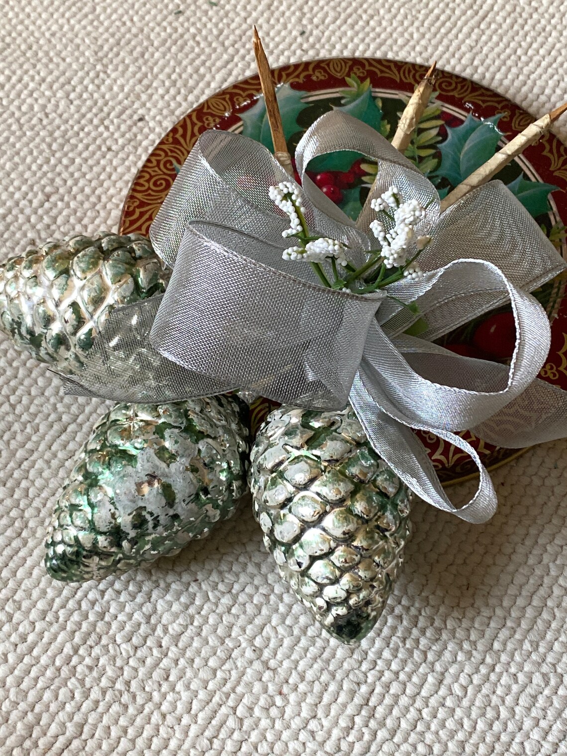 Vintage Christmas Pine Cone Picks/ 3 Set - Etsy