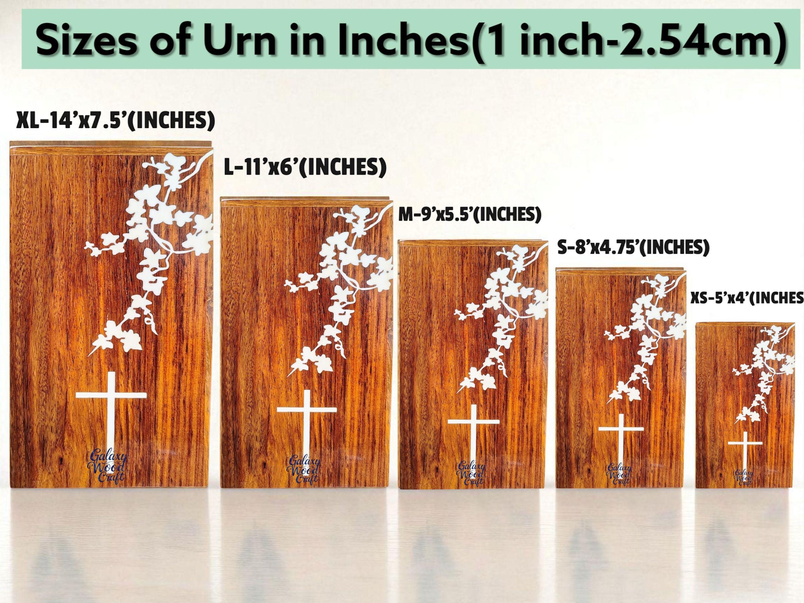 Personalized Rosewood Cremation Urn: Cross & Floral Epoxy Resin Inlay ...