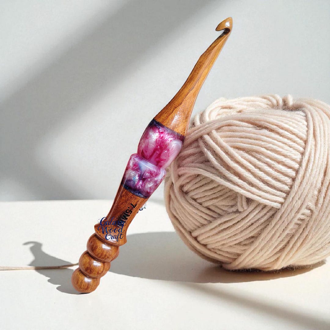 Handmade Wooden Epoxy Resin Crochet Hook: Ergonomic Craft Tool - Etsy