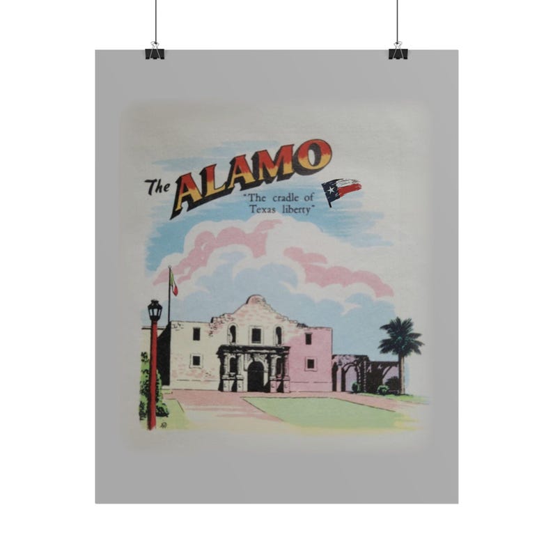 The Alamo Poster Rolled Poster | Vintage San Antonio Travel Art - Etsy