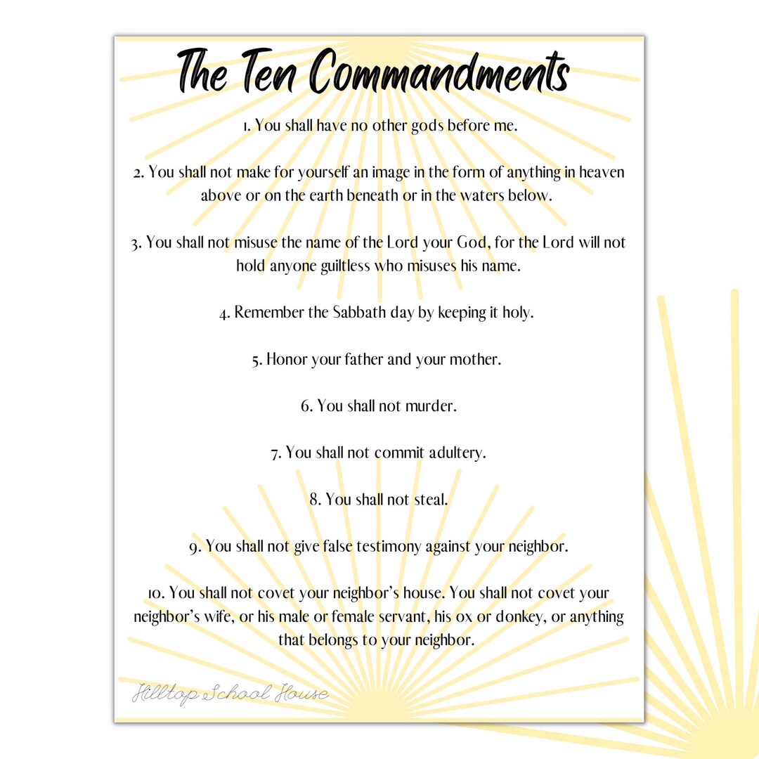 Ten Commandments Printable - Etsy