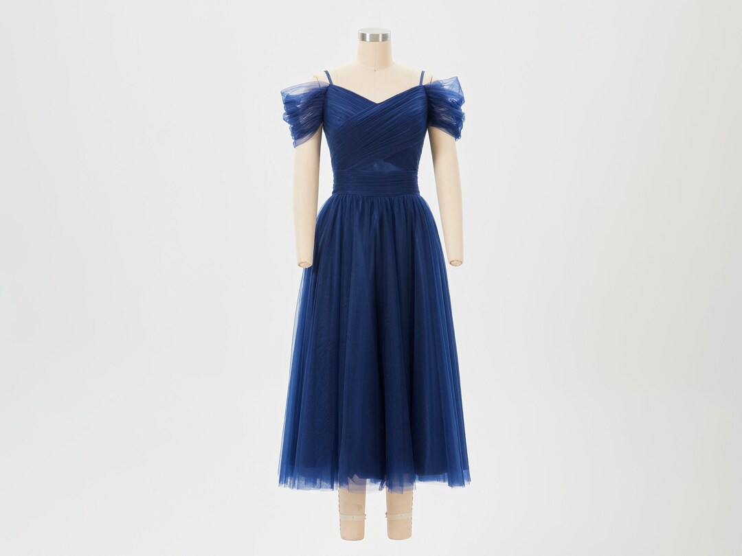 Dark Blue Tulle Midi Dress, Sample Sale, Only One Available, Ship in 24 ...