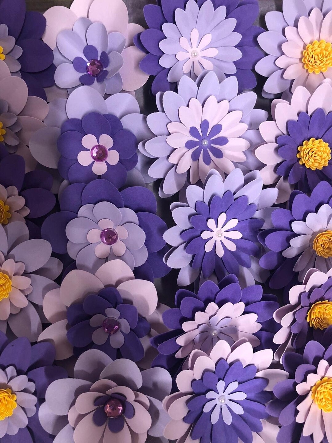 Purple Paper Flower Handmade Floral Wall Decorations Nursery ...