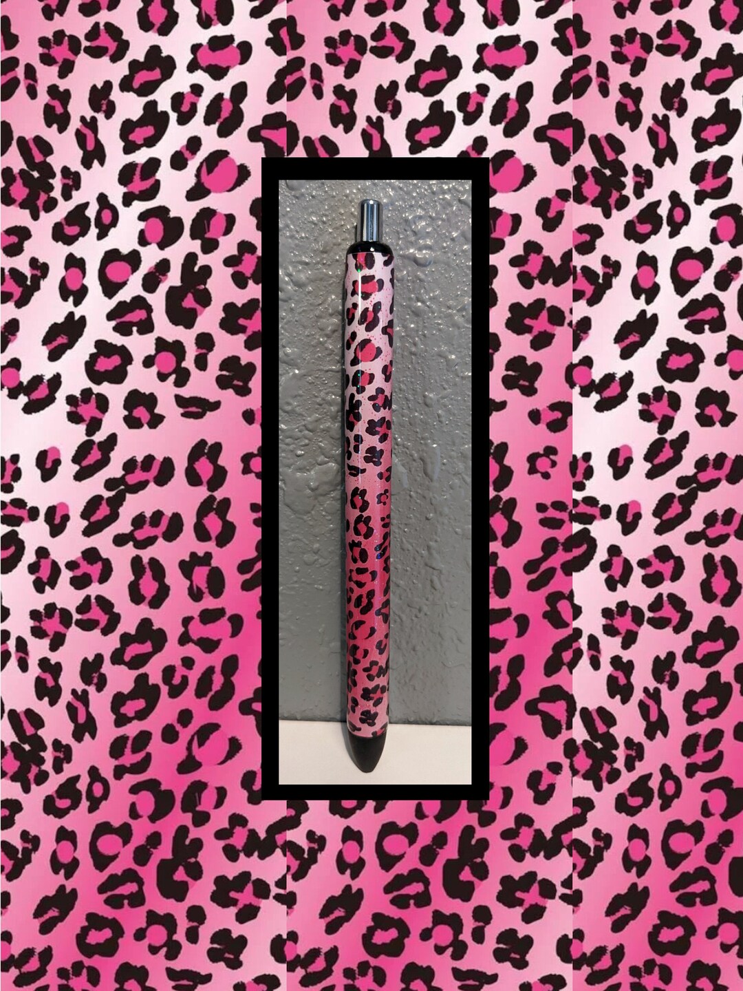 Glitter Pink Cheetah Glitter Pink Leopard Print Resin Pen Epoxy Pen - Etsy