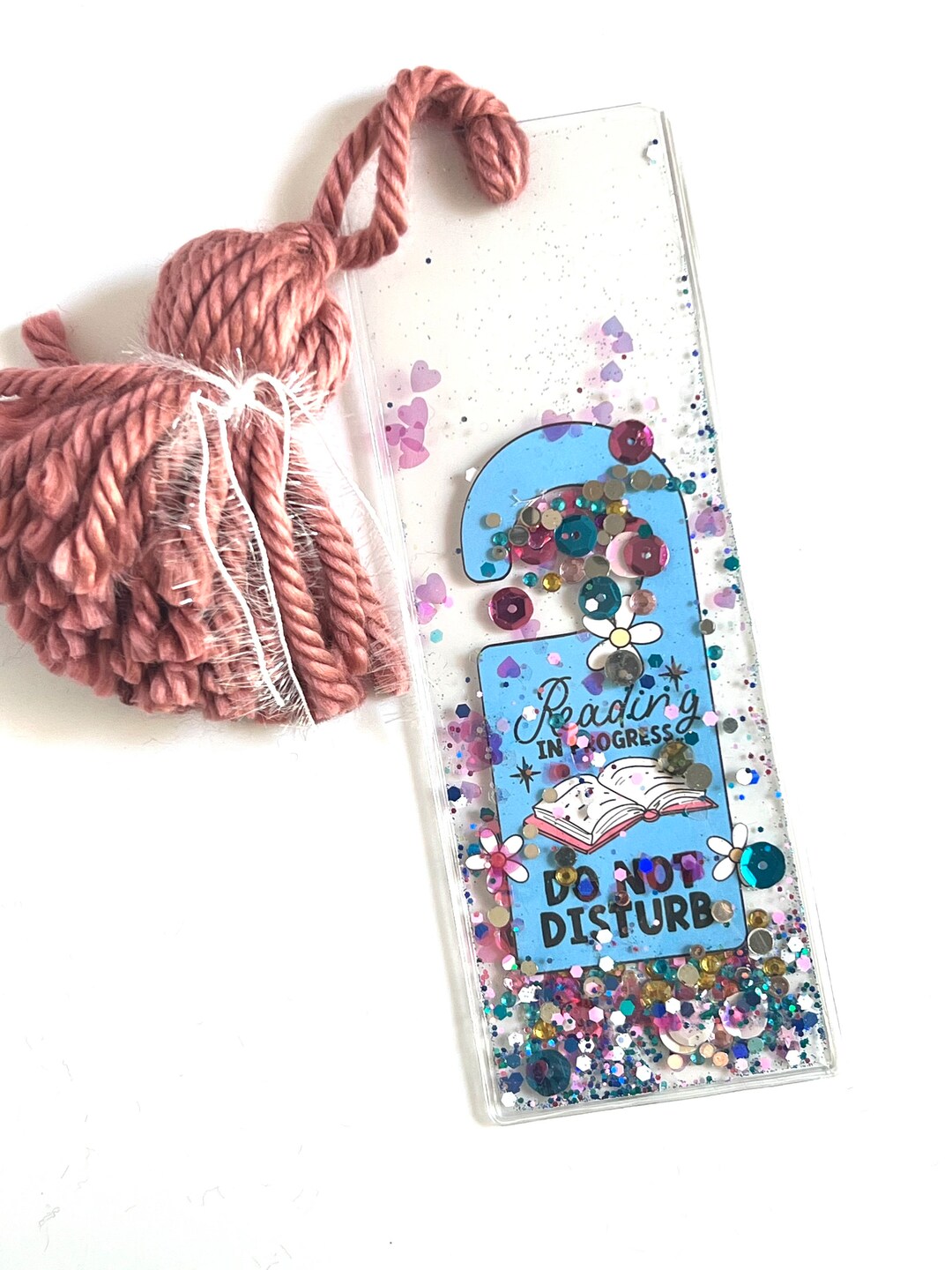 Reading in Progress Do Not Disturb Glitter Shaker Bookmark - Glitter ...