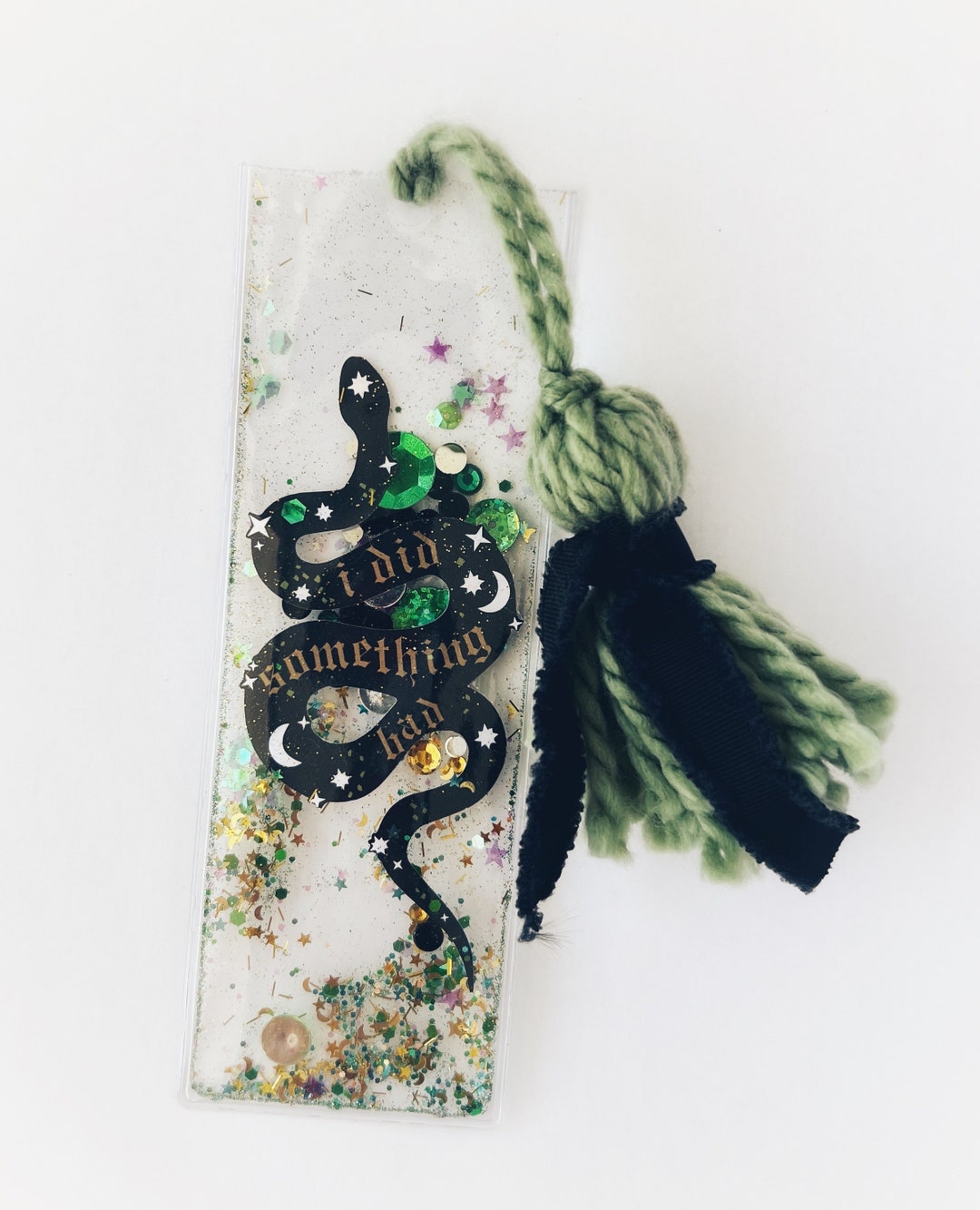 I Did Something Bad Reputation Snake Shaker Bookmark - Glitter Bookmark ...