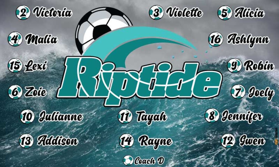 RIPTIDE 3 Soccer Team Banner - Customize With Your Players and Coach ...