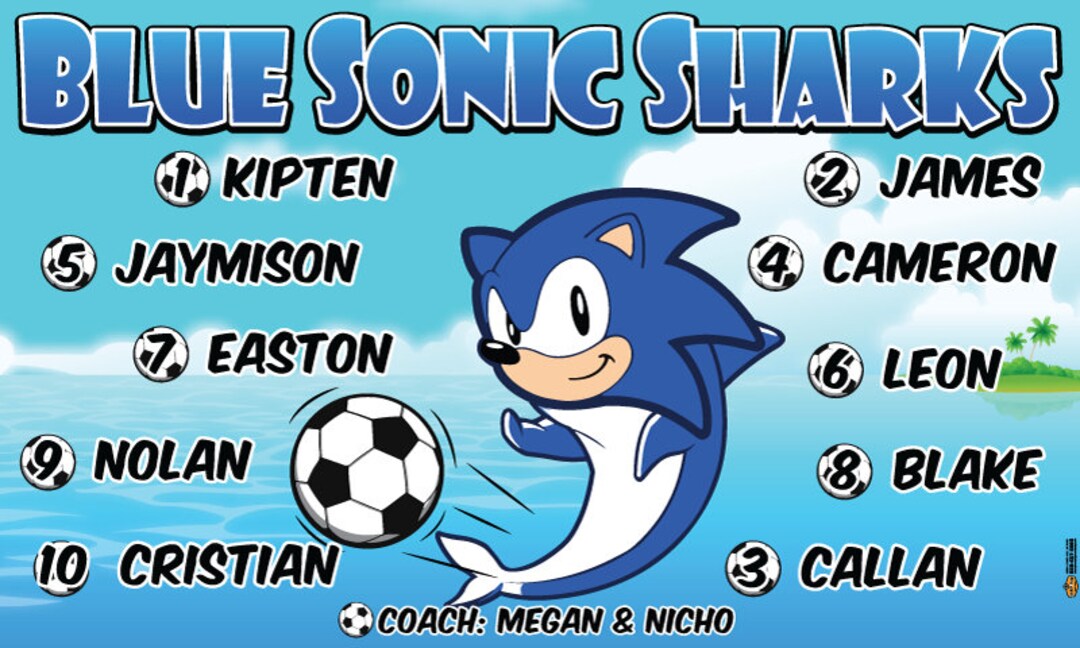 BLUE SONIC SHARKS Soccer Team Banner - Customize With Your Players and ...