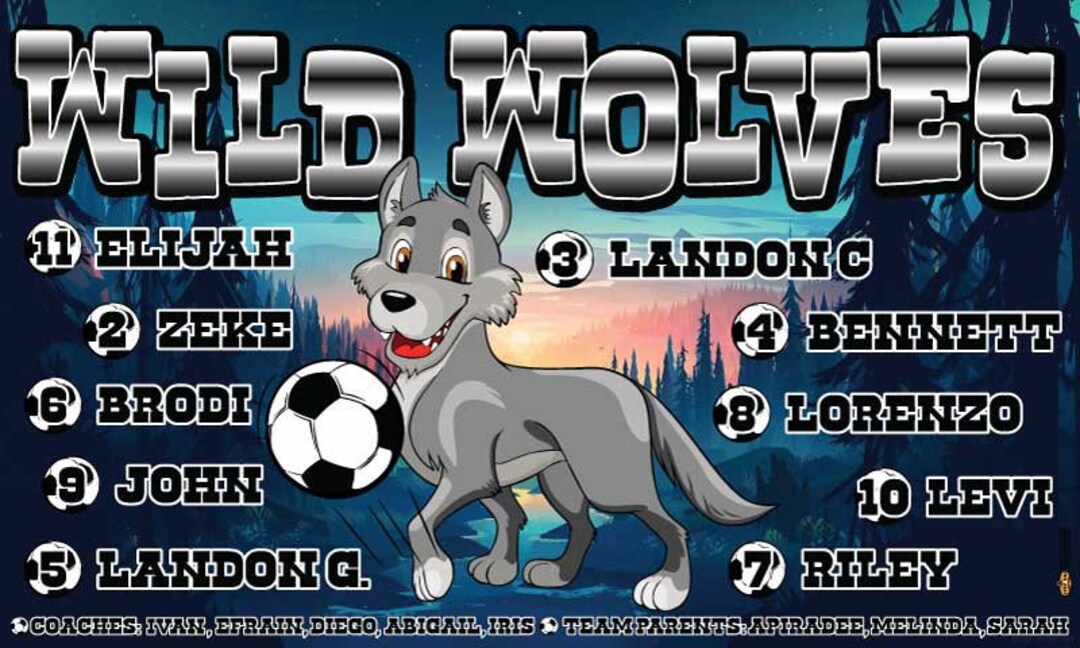 WHITE WOLVES Soccer Team Banner Customize With Your Players and Coach ...