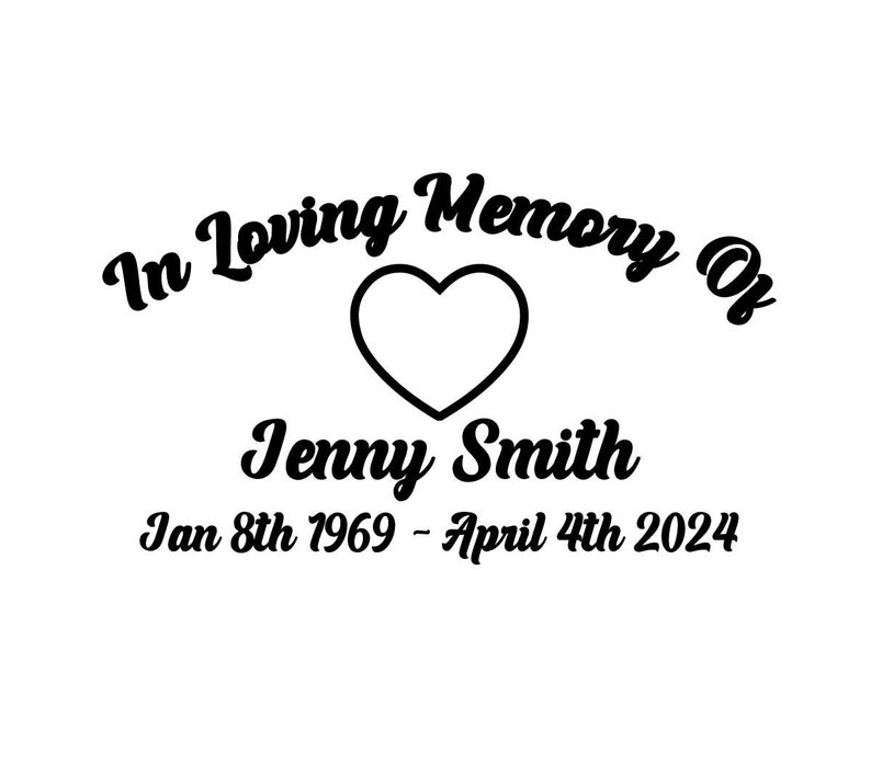 Custom in Loving Memory of Loved One Car Window Sticker Memorial Decal ...