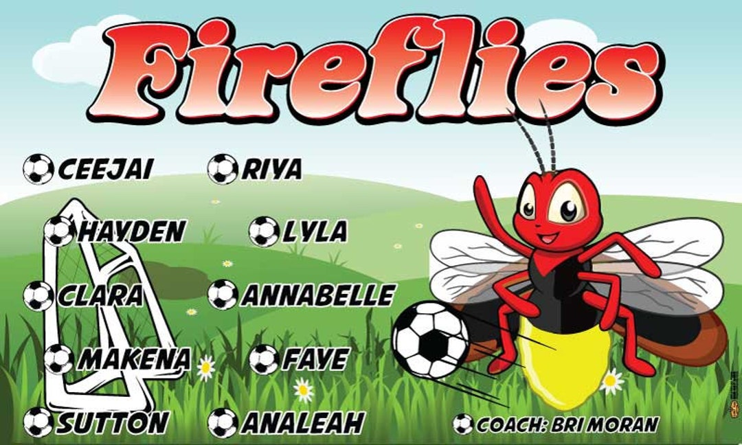 FIREFLIES Soccer Team Banner - Customize With Your Players and Coach ...