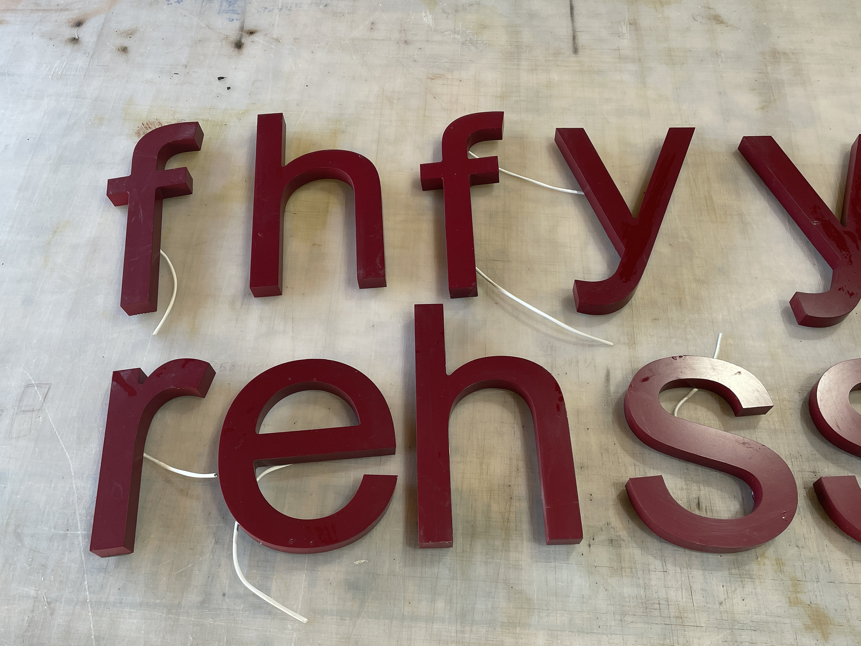 Vintage Dark Red Plastic Letters - Your Choice - Electric Lit Channel ...