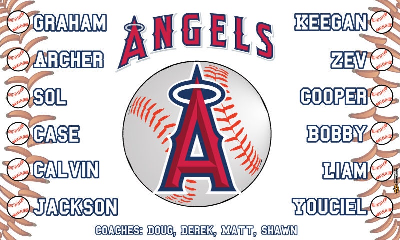 Angels Little League Baseball Team Banner - Customize With Your Players ...