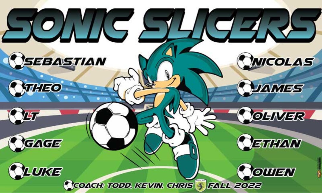 SONIC SLICERS Soccer Team Banner - Customize With Your Players and ...