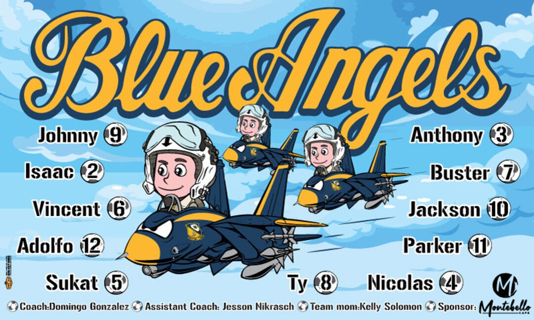 BLUE ANGELS Jet Fighter Soccer Team Banner - Customize With Your ...