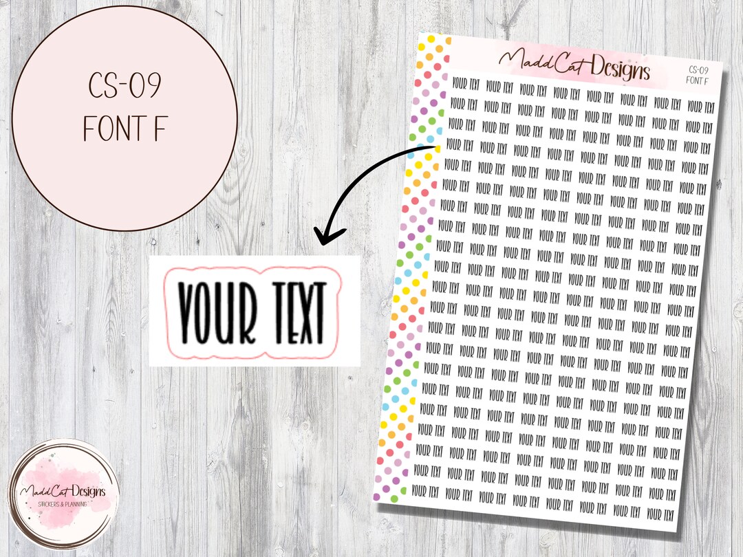 CS-09 Custom Script Font F Planner Stickers - Etsy