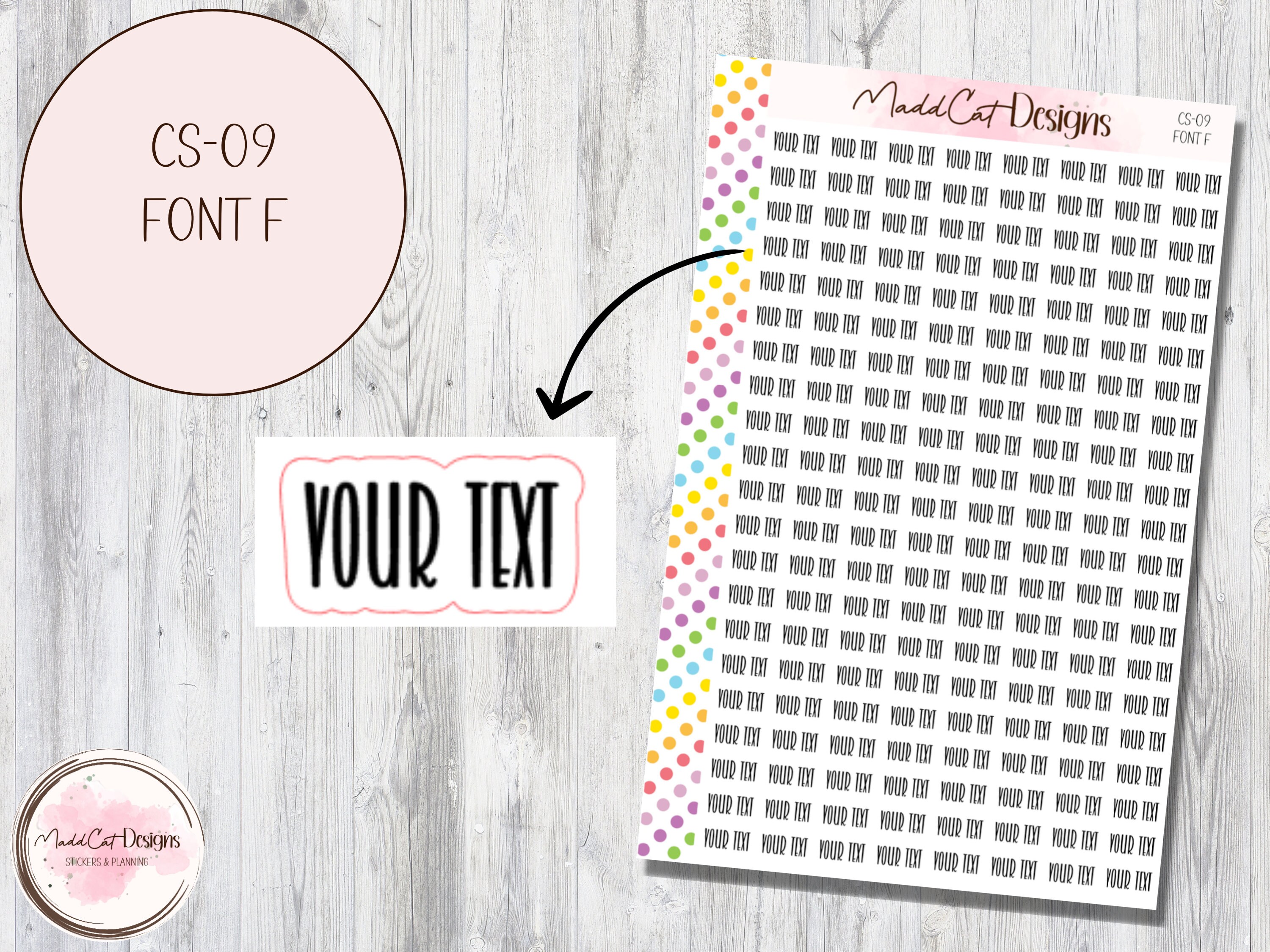 CS-09 Custom Script Font F Planner Stickers - Etsy