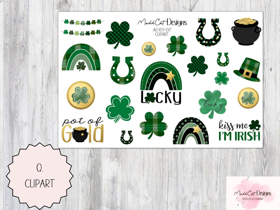 Add on Clipart for Erin Condren Planner, Kit 109 lucky Charm - Etsy