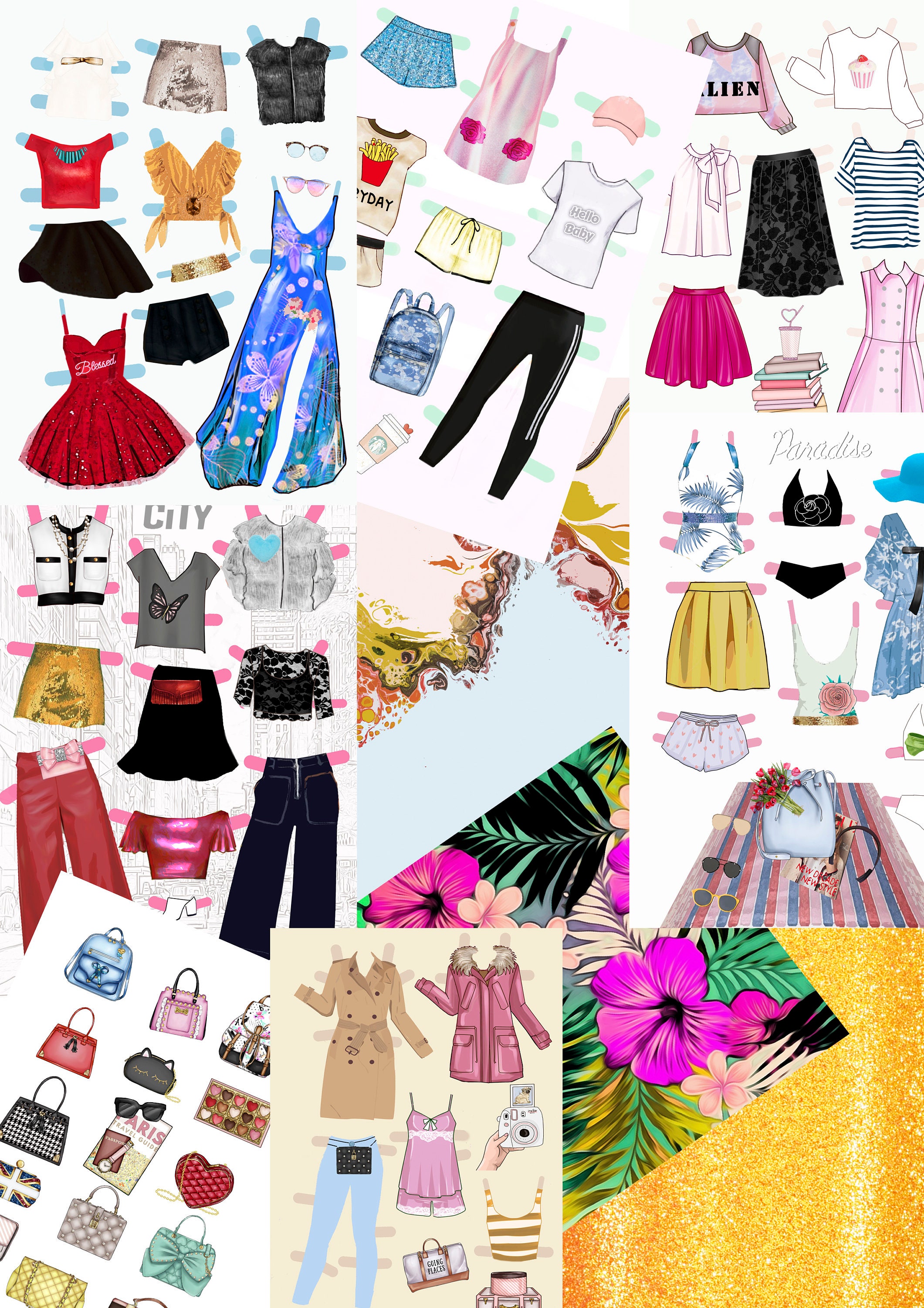 Personalized Paper Dolls, Printable, Hand Drawn, Unique Gifts for Girls ...