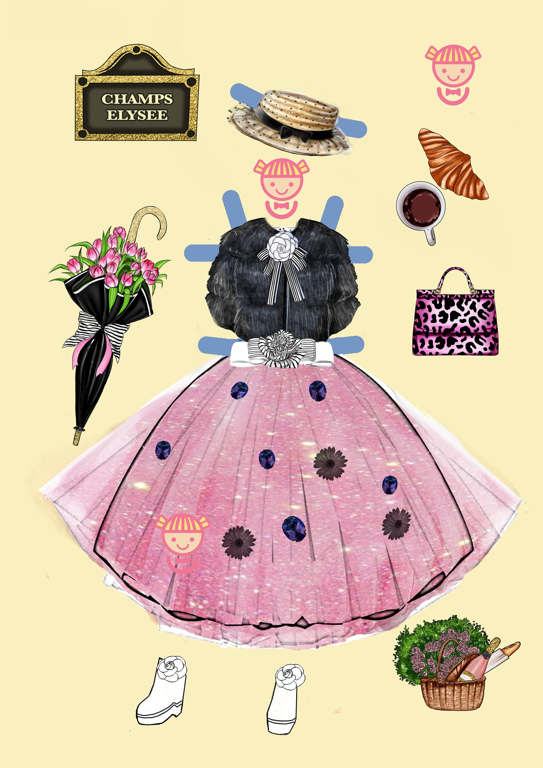 Personalized Paper Dolls, Printable, Hand Drawn, Unique Gifts for Girls ...