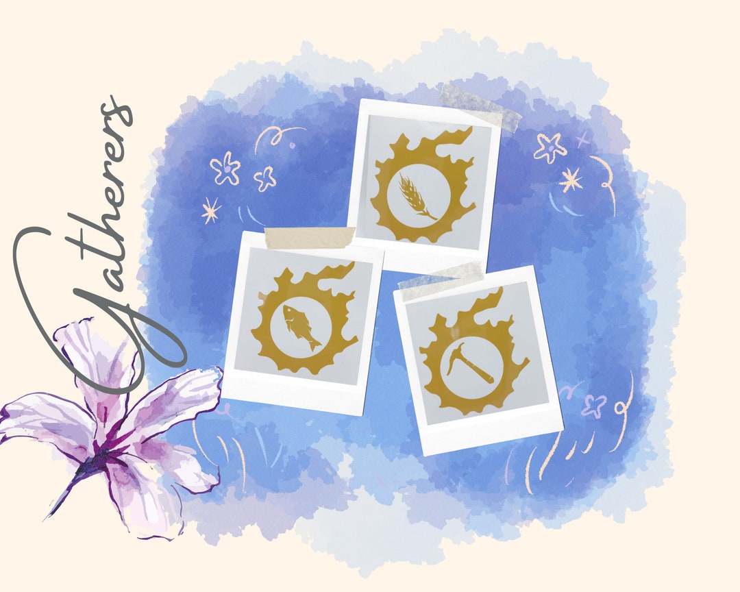 FFXIV Gatherer Dol Job Icon Sticker Decal Botanist btn Fisher fsh Miner ...