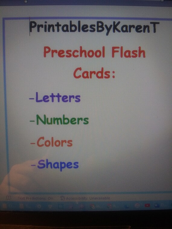 My Preschool Flash Cards Letters Numbers Colors & Shapes | Etsy