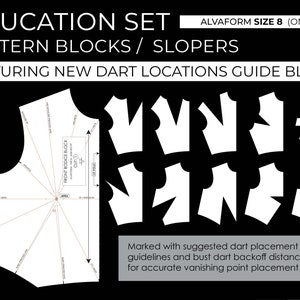 Basic Dress Pattern Blocks / Slopers - Education Set - Alvaform Size 8 ...