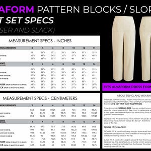 Alvaform (sizes 2-14) Pant Pattern Blocks / Slopers - Trouser & Slack ...