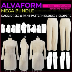 Alvaform (sizes 2-14) Basic Dress & Pant - Mega Bundle - Pattern Blocks ...
