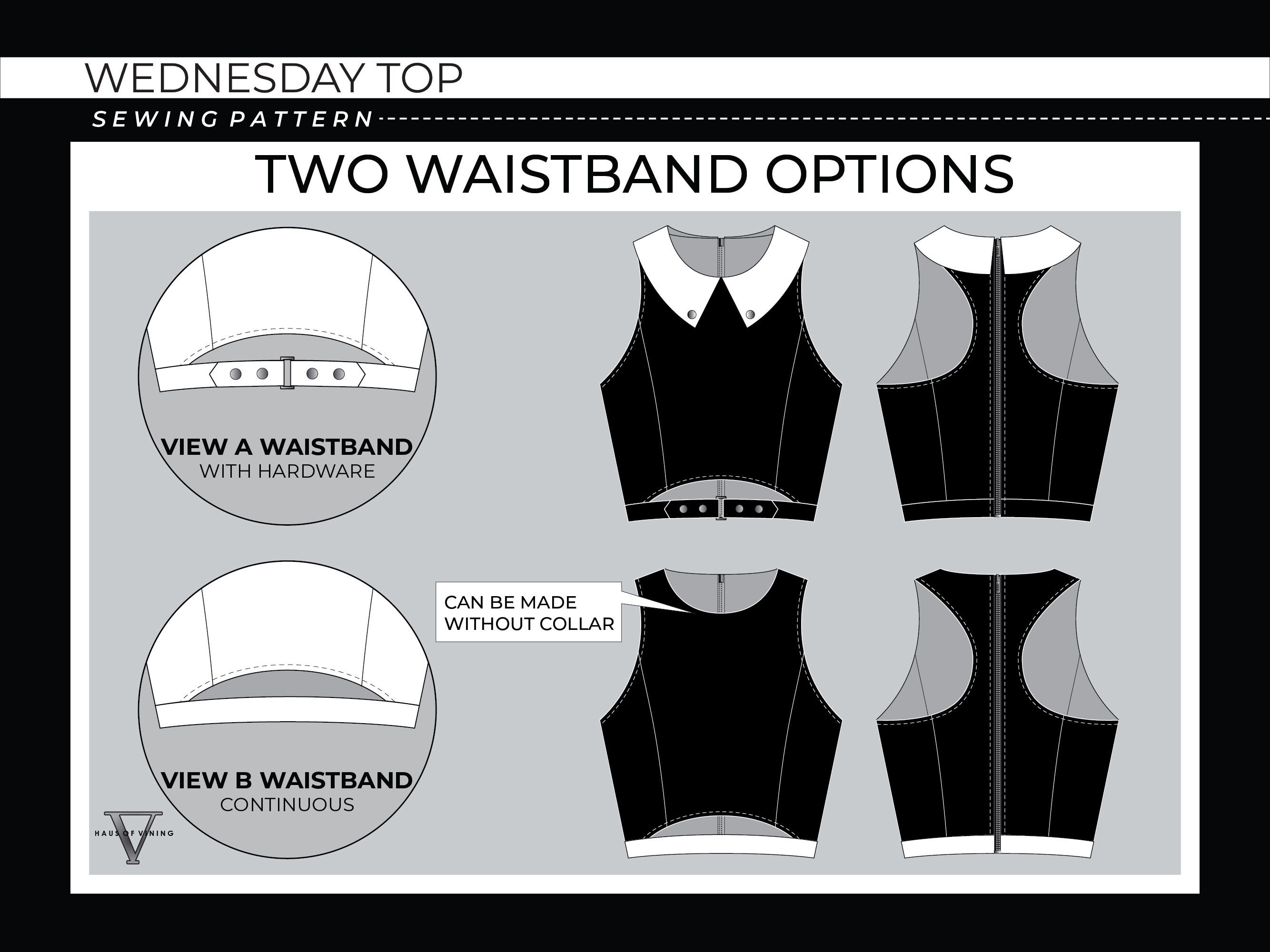 Wednesday Top Sewing Pattern (sizes 4 - 18) - FULL SIZE PRINTOUT, W ...