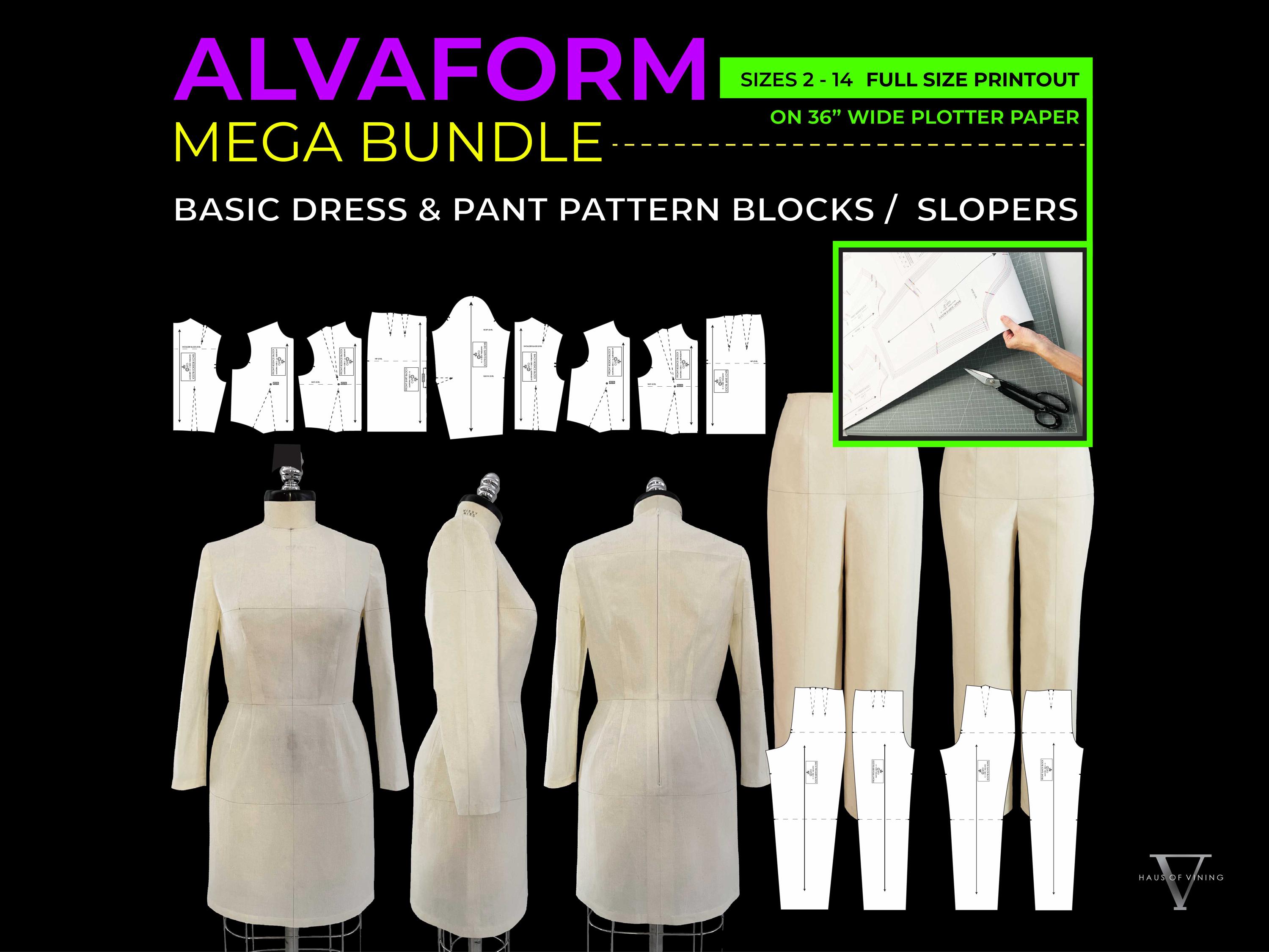 Alvaform (sizes 2-14) Basic Dress & Pant - Mega Bundle - Pattern Blocks ...
