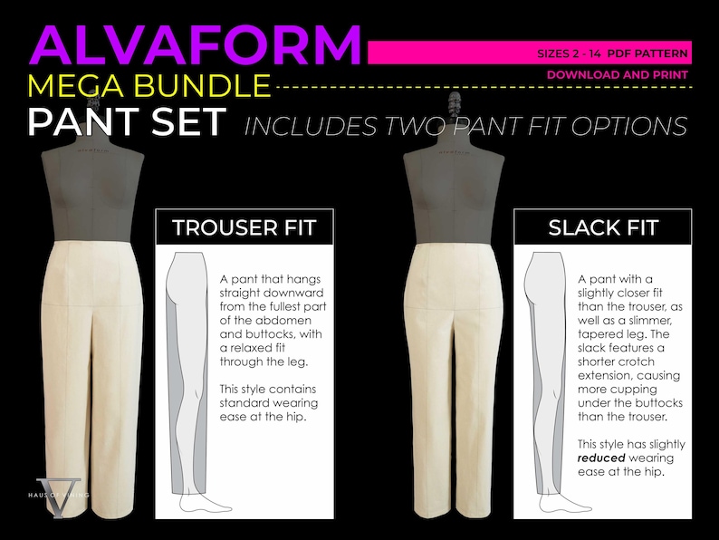 Alvaform (sizes 2-14) Basic Dress & Pant - Mega Bundle - Pattern Blocks ...