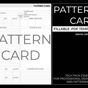 Pattern Card Fillable Template for Apparel Industry Tech Packs PDF ...
