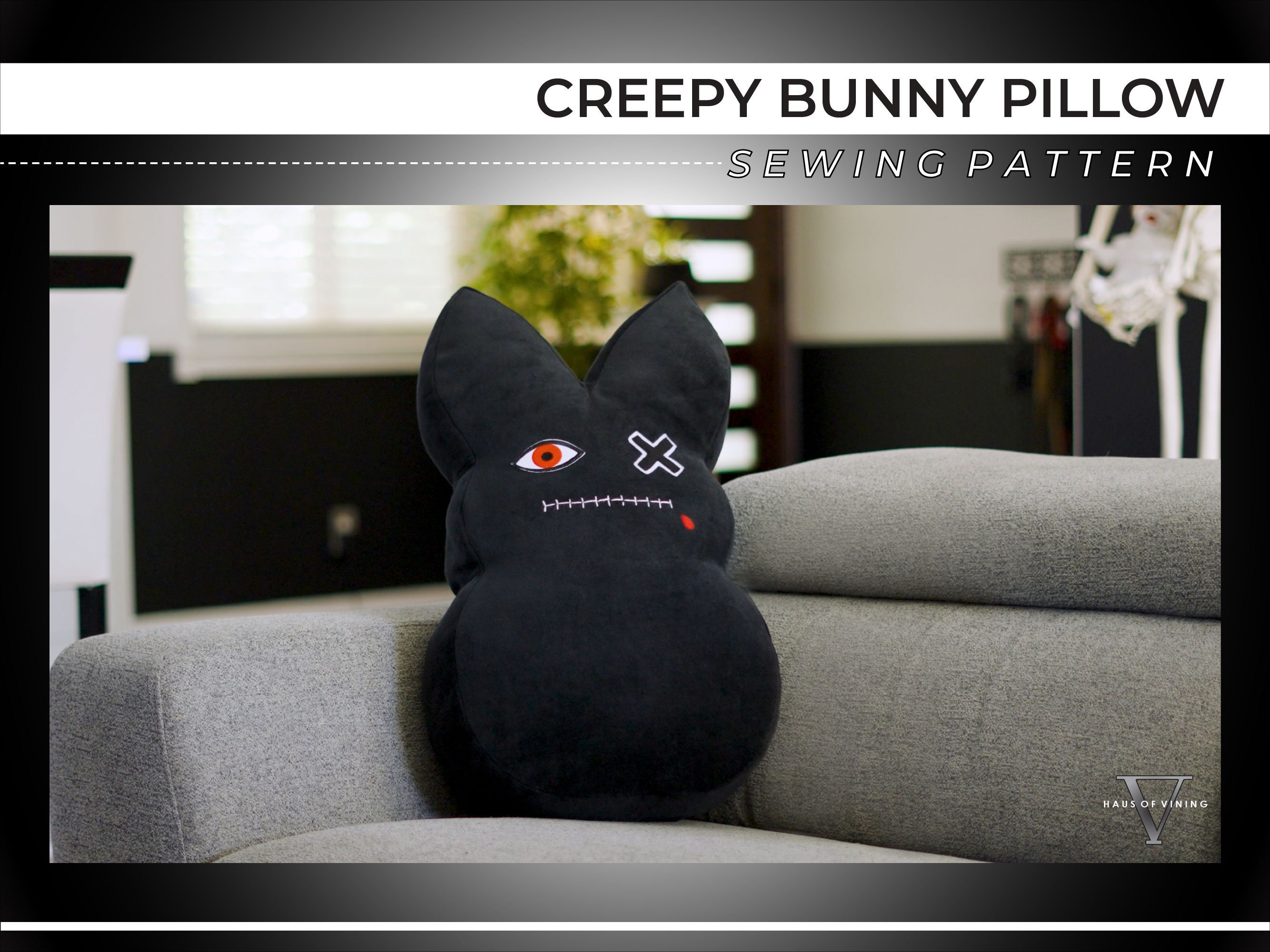 Creepy Bunny Pillow Sewing Pattern - PDF Digital Download, W/ VIDEO ...