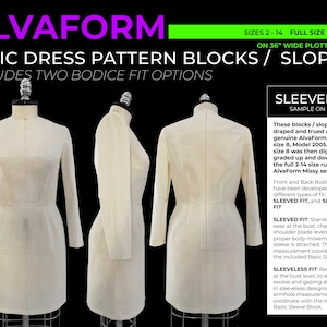 Alvaform (sizes 2-14) Basic Dress Pattern Blocks / Slopers (FULL SIZE ...