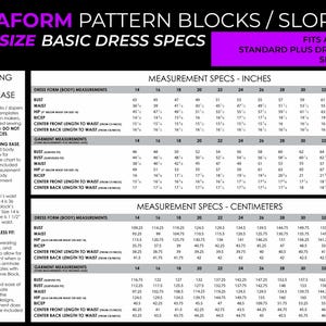 Alvaform PLUS SIZE (sizes 14-36) Basic Dress Pattern Blocks / Slopers ...