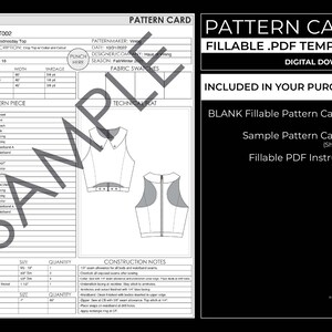 Pattern Card - Fillable Template for Apparel Industry Tech Packs (PDF ...